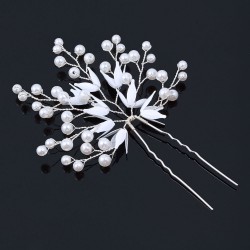 Hårnål vita blad och pärlor - Athelinda