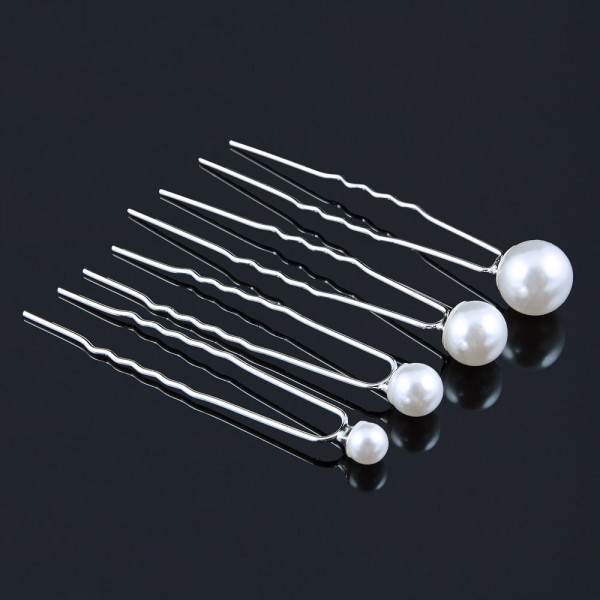 Hårnål med vit pärla (10-/8-/5-/4-pack) - Athelinda